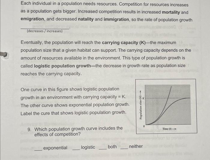 Solved Each individual in a population needs resources. | Chegg.com