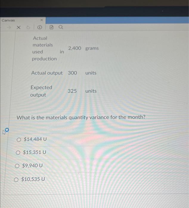 Solved The following materials standards have been | Chegg.com