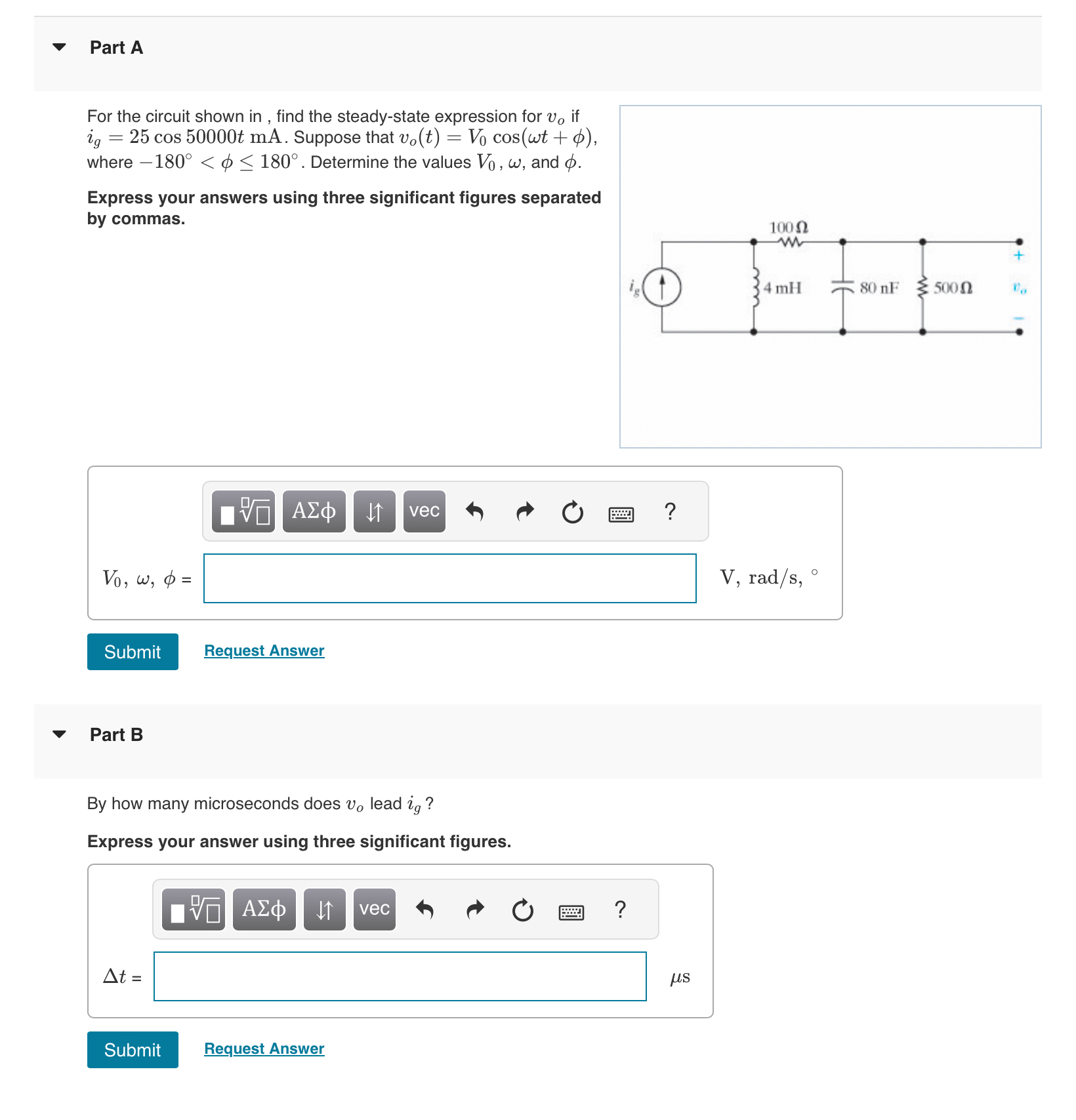 Solved Part A For the circuit shown in , find the | Chegg.com