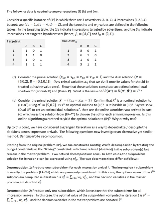 Dantzig-Wolfe Decomposition Exercise Consider the | Chegg.com