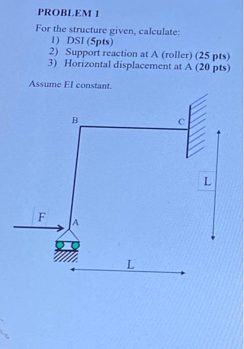 Solved PROBLEM 1 For the structure given, calculate: 1) DSI | Chegg.com