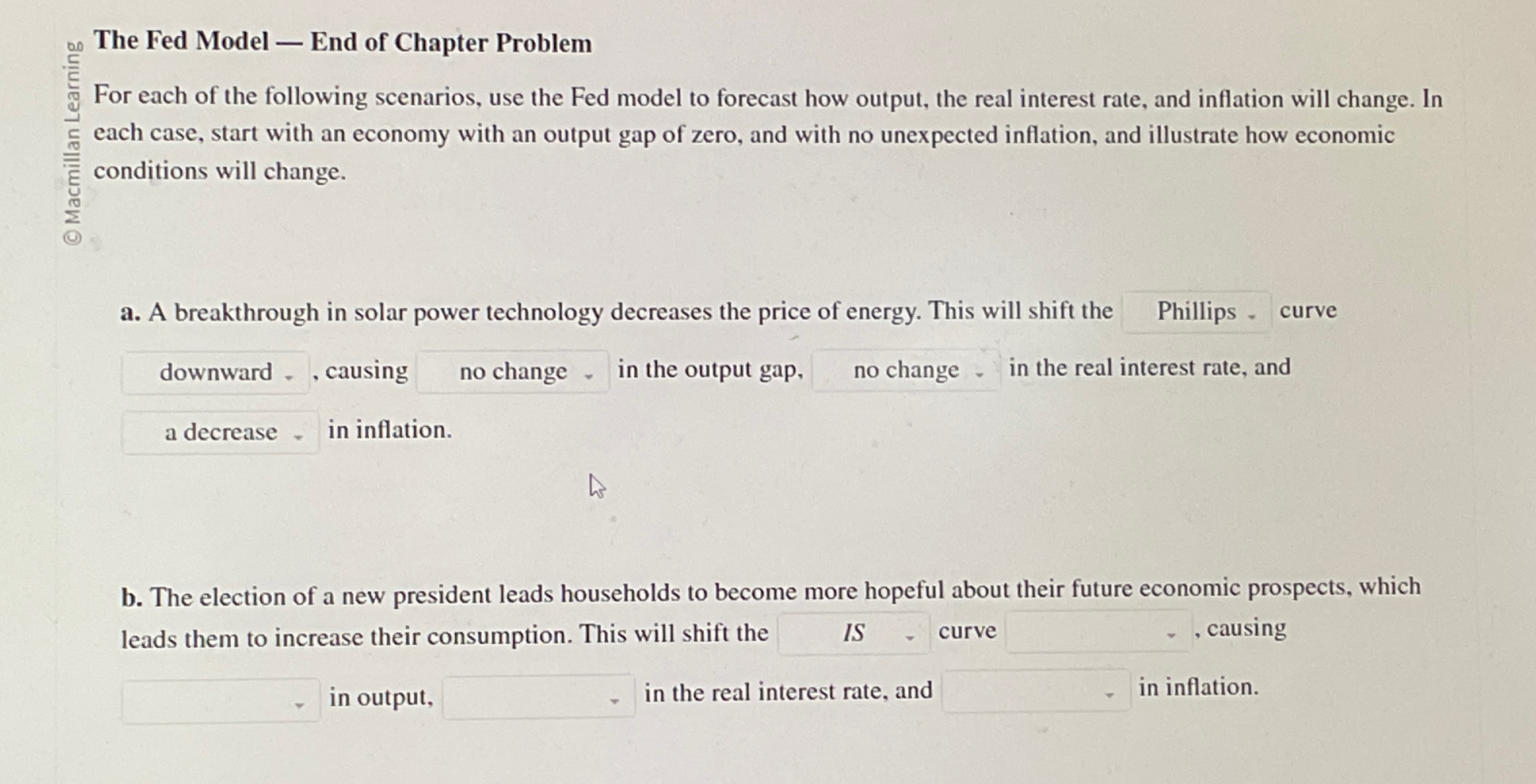 Solved The Fed Model - ﻿End of Chapter ProblemFor each of | Chegg.com