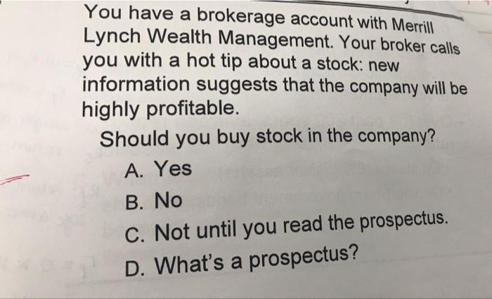 Solved You have a brokerage account with Merrill Lynch | Chegg.com