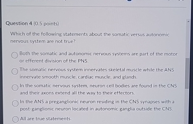 Solved Question 4 ( 0.5 ﻿points)Which of the following | Chegg.com