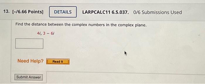 Solved 13. [-/6.66 Points] Find the distance between the | Chegg.com