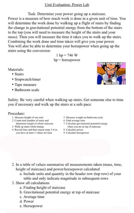 Solved Unit Evaluation: Power Lab Task: Determine your power | Chegg.com