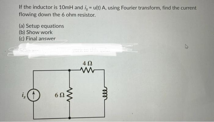 Solved If the inductor is 10mH and is = u(t) A, using | Chegg.com