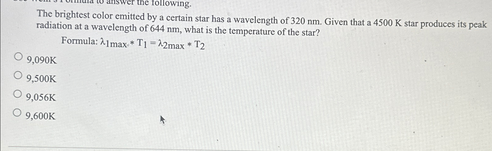 Solved The brightest color emitted by a certain star has a | Chegg.com