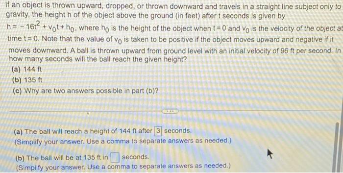 Solved If an object is thrown upward, dropped, or thrown | Chegg.com