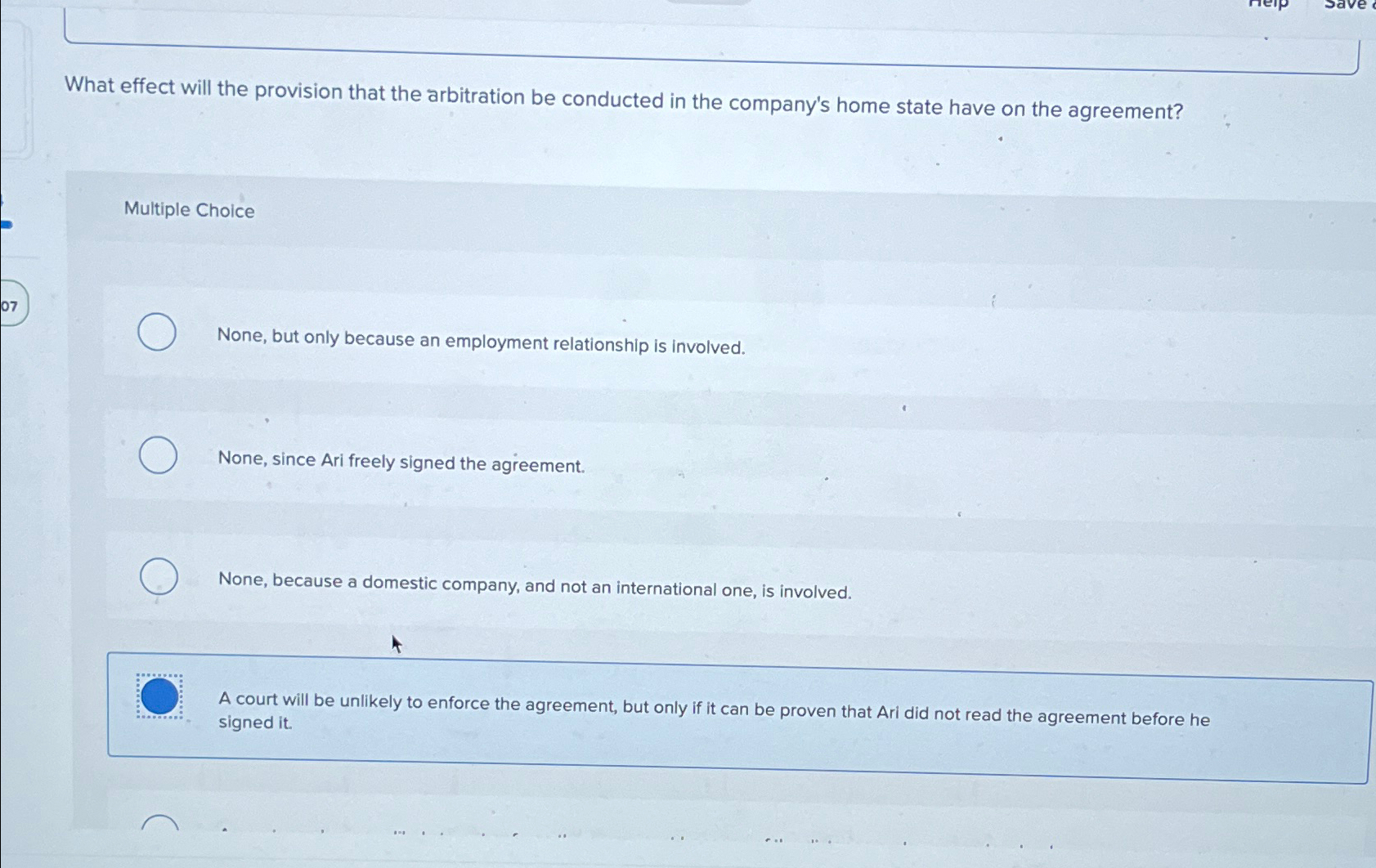Solved What effect will the provision that the arbitration | Chegg.com