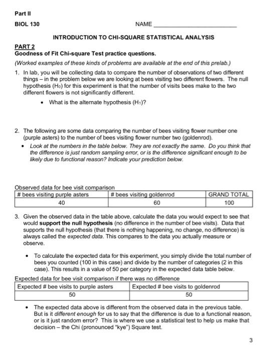 BIOL 130 NAME Part 1 CRICKET BEHAVIOR PRELAB - | Chegg.com