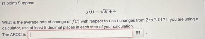 Solved (1 point) Based on the graphs of f(x) and g(x) below, | Chegg.com