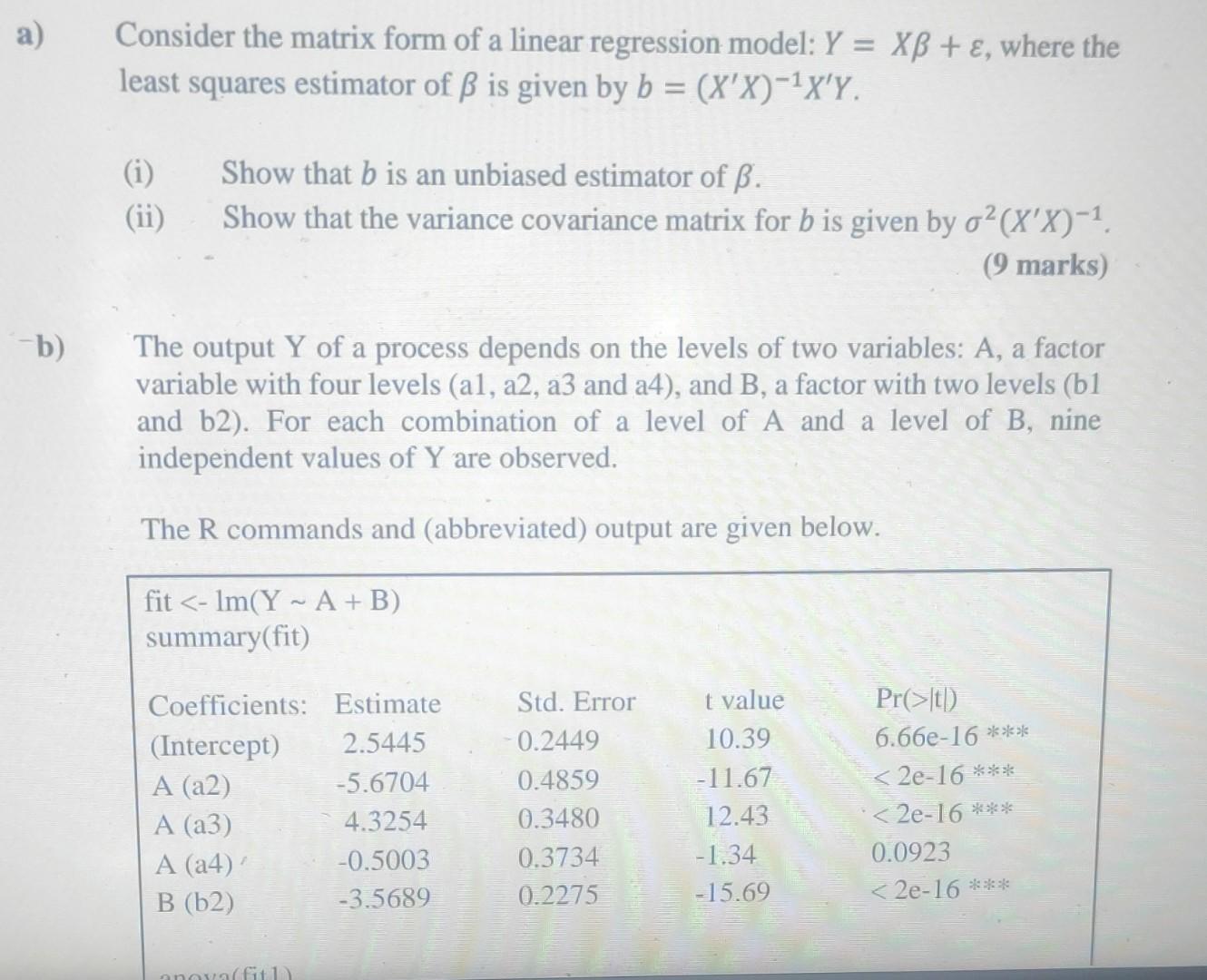 Solved Consider the matrix form of a linear regression | Chegg.com