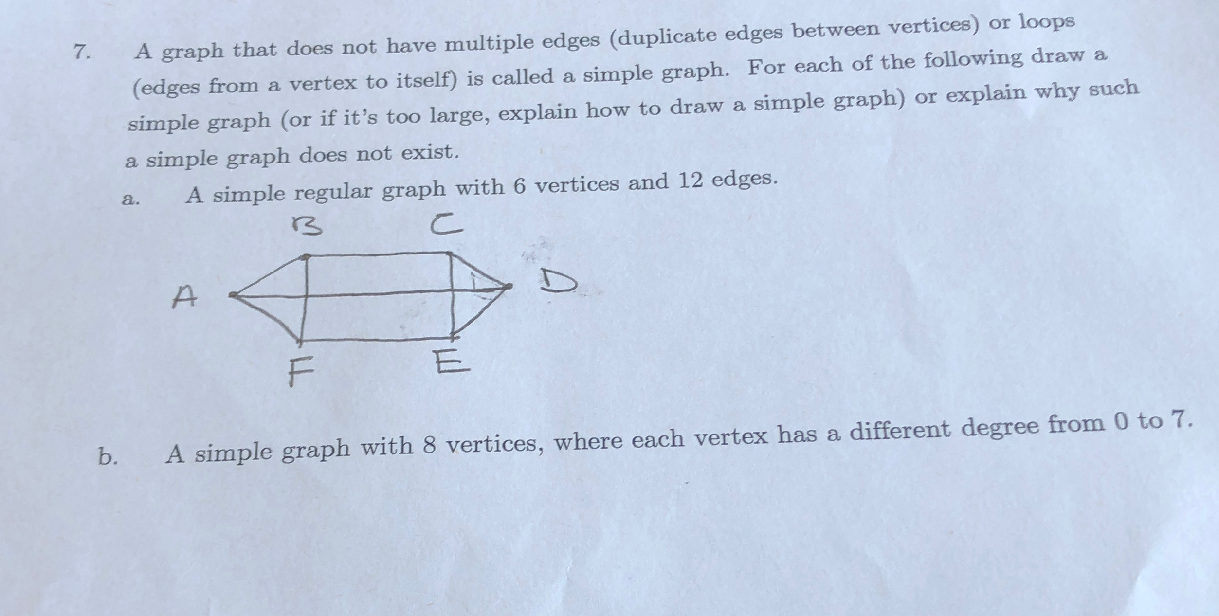 Solved A graph that does not have multiple edges (duplicate | Chegg.com