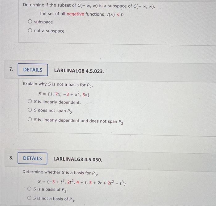 Solved Determine If The Subset Of C −∞ ∞ Is A Subspace Of