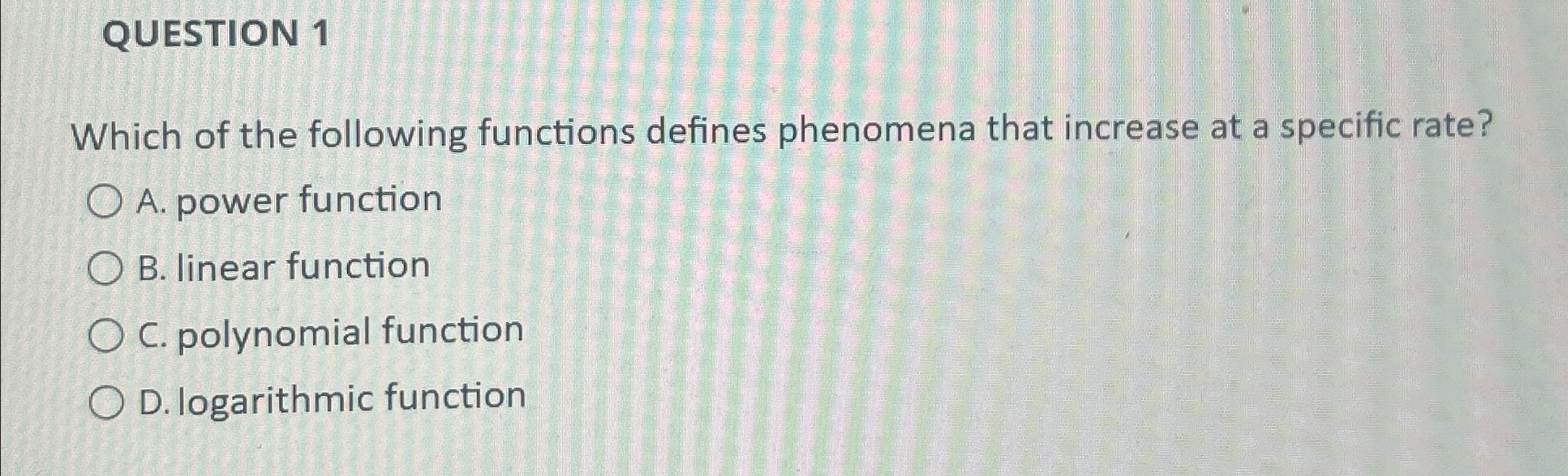 Solved QUESTION 1Which of the following functions defines | Chegg.com