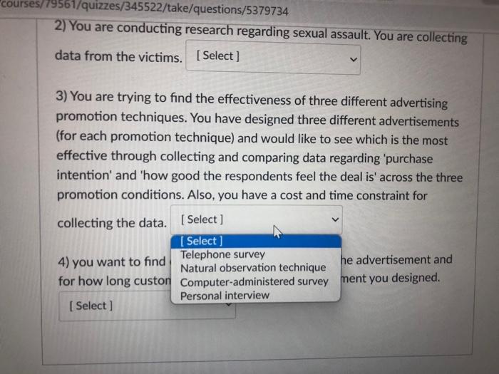 Choose the most appropriate option (data collection | Chegg.com