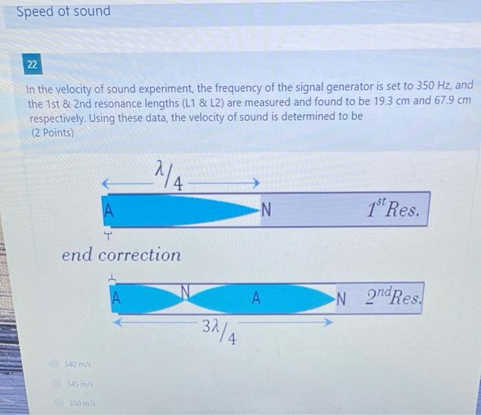 Solved Speed of sound 22 In the velocity of sound | Chegg.com