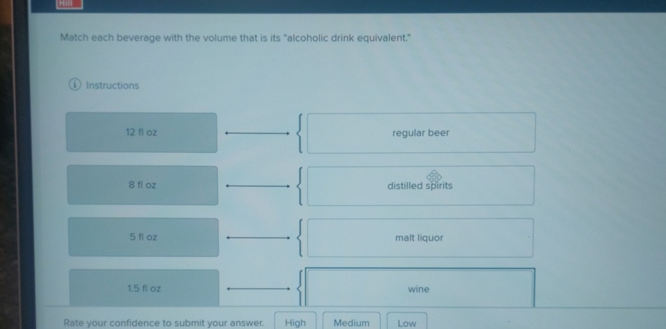 Solved Match each beverage with the volume that is its | Chegg.com