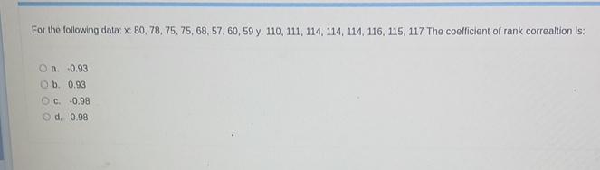 Solved For the following data: | Chegg.com