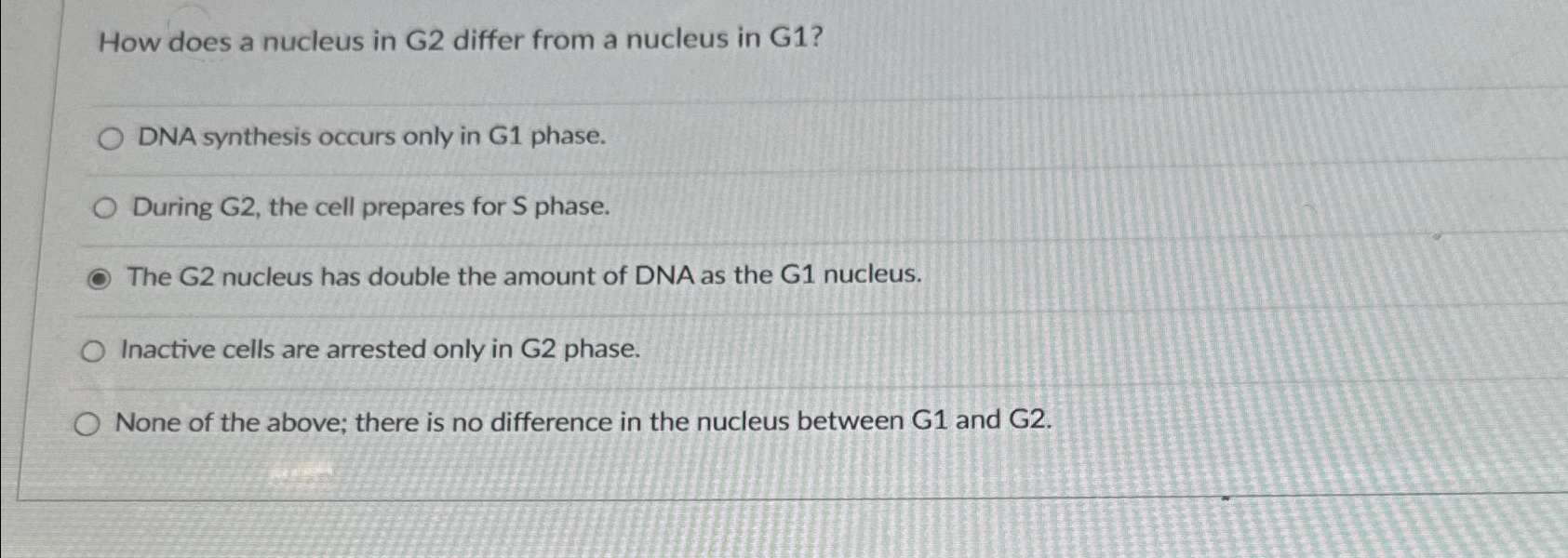 Solved How does a nucleus in G2 ﻿differ from a nucleus in | Chegg.com