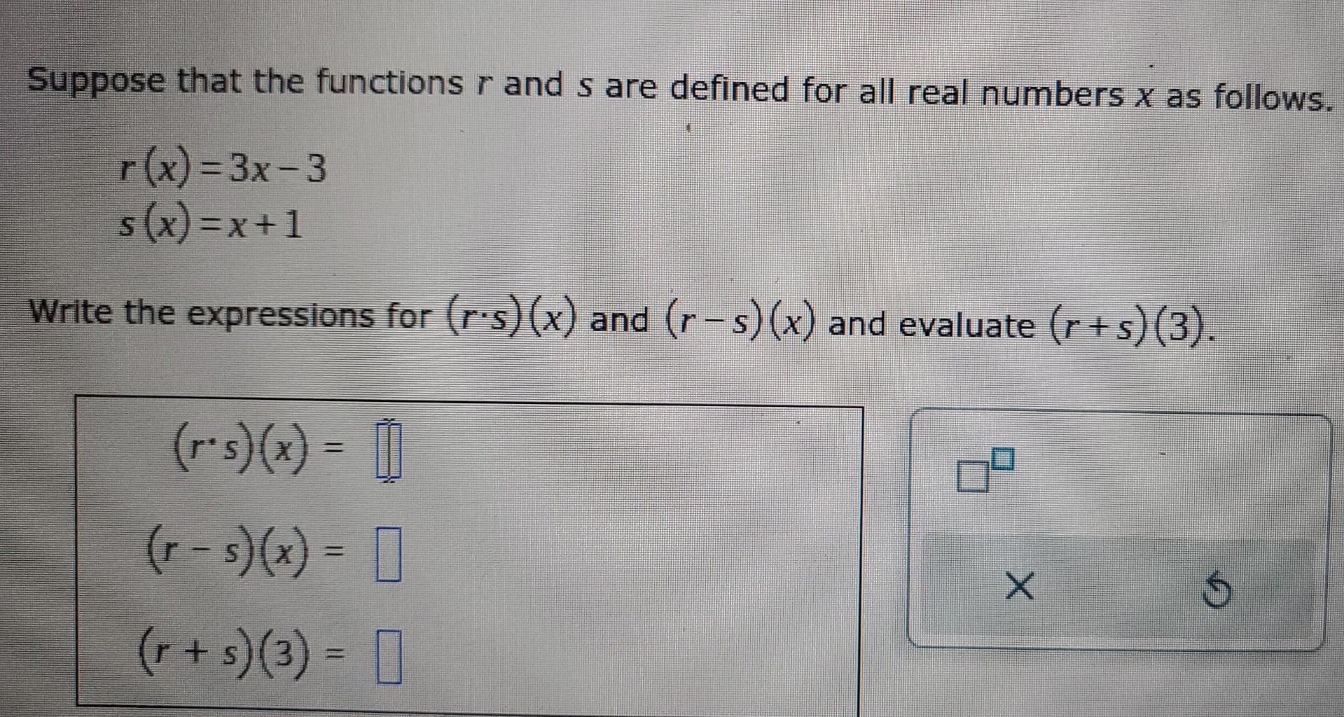 Solved Suppose that the functions r and s are defined for | Chegg.com