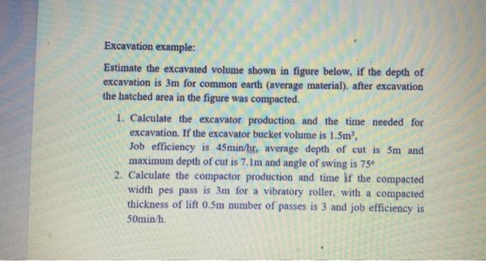 Solved Excavation example: Estimate the excavated volume | Chegg.com