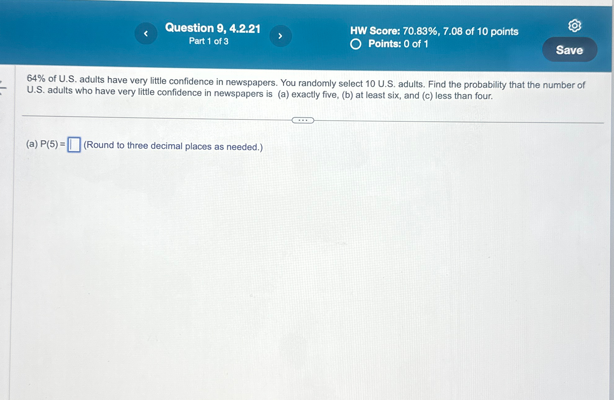 Solved Question 9,4.2.21HW Score: 70.83%,7.08 ﻿of 10 | Chegg.com