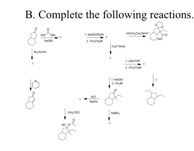 Solved B. Complete the following reactions. HOCH,CH OHH EtO | Chegg.com