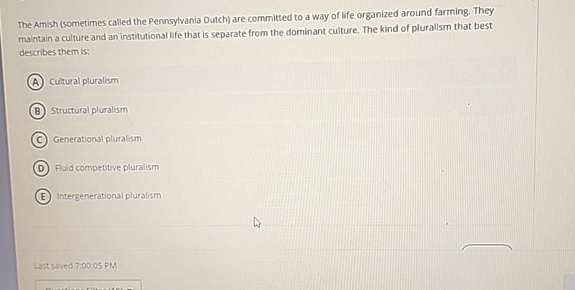 Solved The Amish (sometimes called the Pennsylvania Dutch) | Chegg.com
