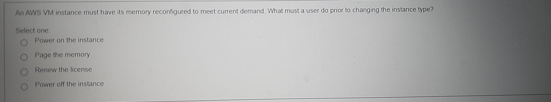 Solved An AWS VM instance must have its memory reconfigured | Chegg.com