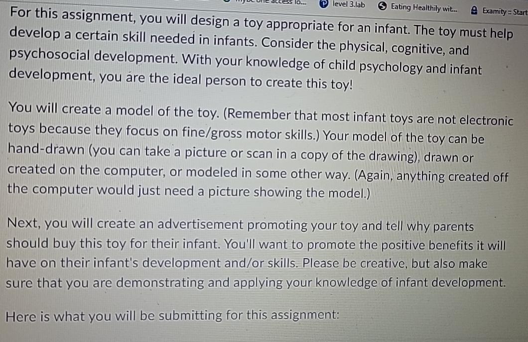 Solved For this assignment, you will design a toy | Chegg.com