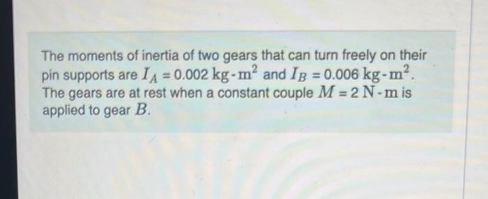 Solved The moments of inertia of two gears that can turn | Chegg.com