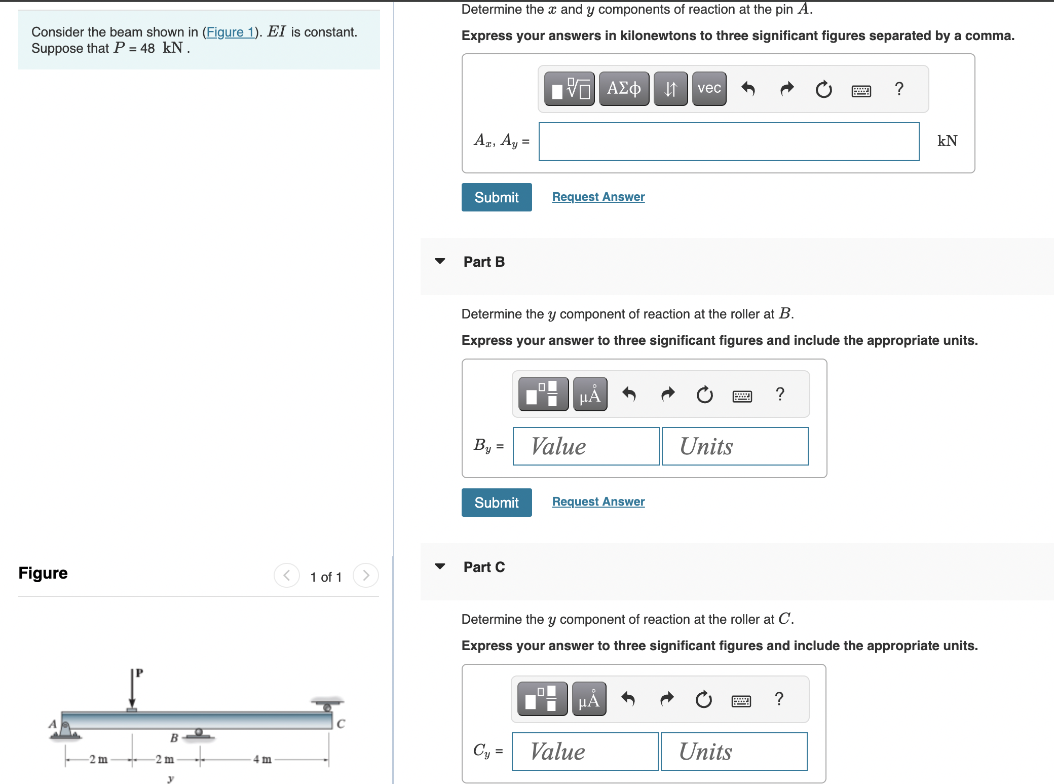 Solved Consider the beam shown in (Figure 1). EI ﻿is | Chegg.com