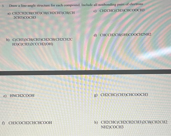 Solved 3. Draw a line-angle structure for each compound. | Chegg.com