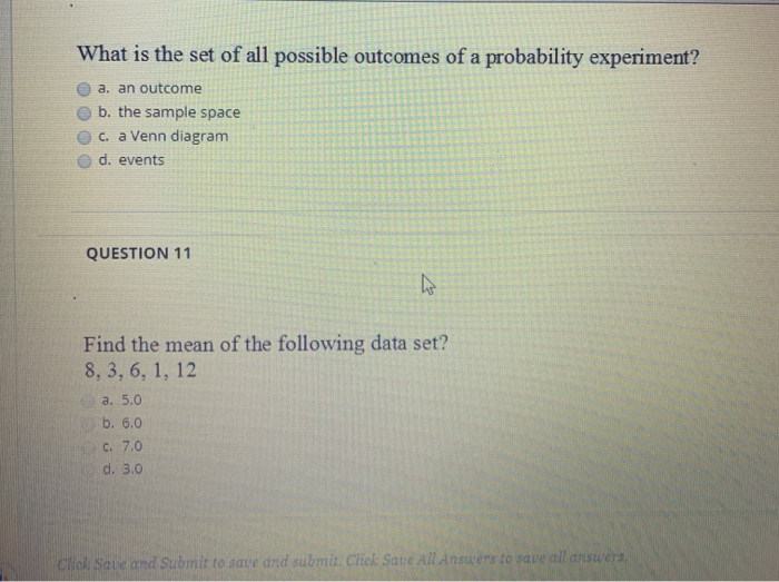 Solved What is the set of all possible outcomes of a | Chegg.com