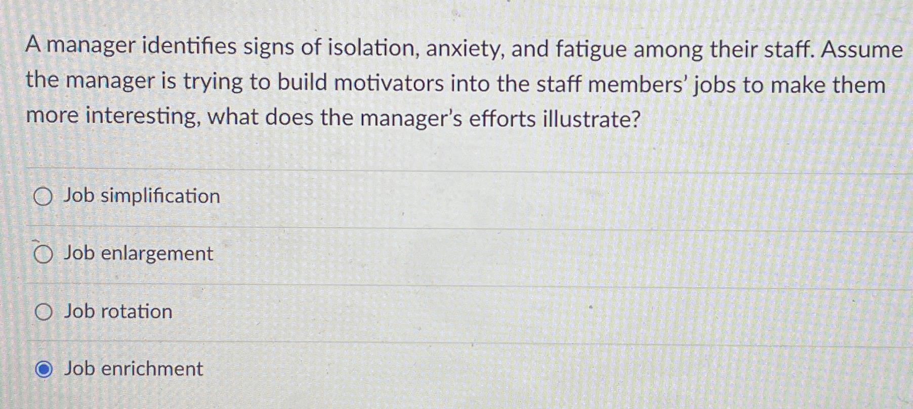 Solved A manager identifies signs of isolation, anxiety, and | Chegg.com