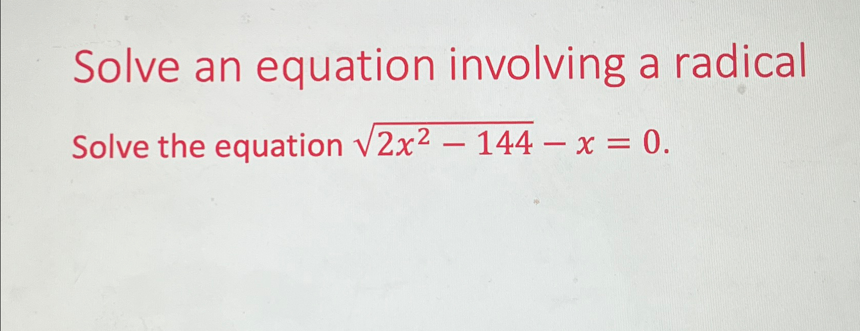 Solved Solve an equation involving a radical Solve the | Chegg.com