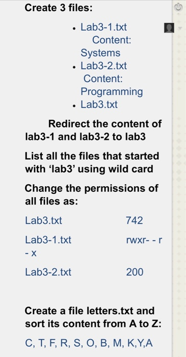 Solved Create 3 Files Lab3 1txt Content Systems 