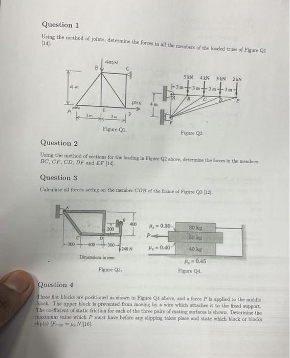 Solved Using the method of joints, determine the forces in | Chegg.com