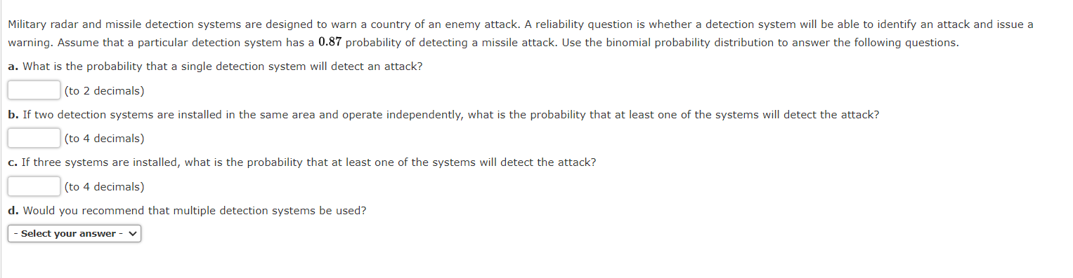 Solved a. ﻿What is the probability that a single detection | Chegg.com