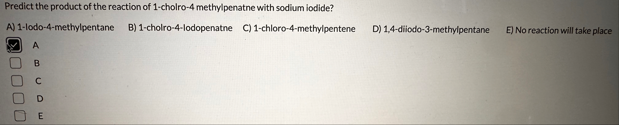 Solved Predict the product of the reaction of 1-cholro-4 | Chegg.com