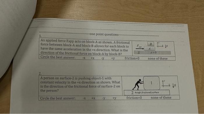 Solved 1. one point questions An applied force Fapp acts on | Chegg.com