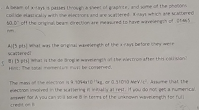 Solved . ﻿A beam of x-rays is passes through a sheet of | Chegg.com