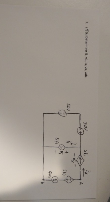 Solved 7. (15%) Determine i1, v1, ix, vx, vab. 30V А a Sov | Chegg.com