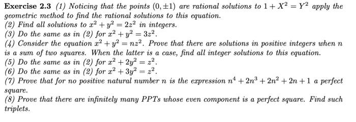 Solved Exercise 2.3 (1) Noticing that the points (0,±1) are | Chegg.com