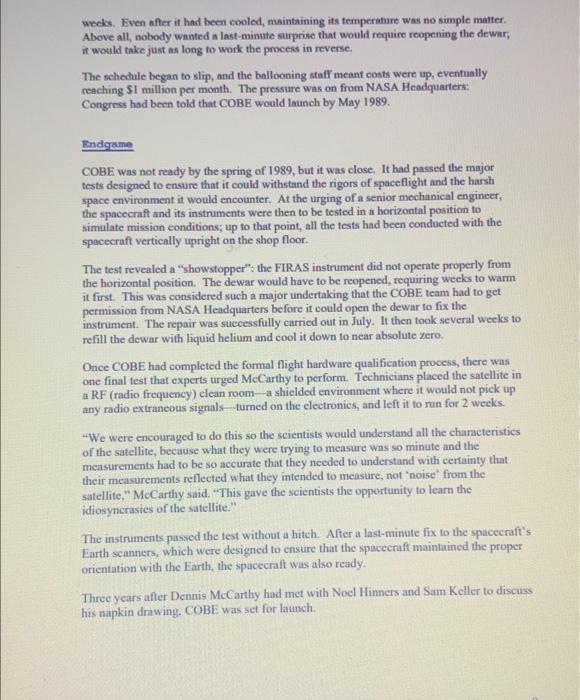 Solved REDESIGNING COBE In the Beginning How did the | Chegg.com