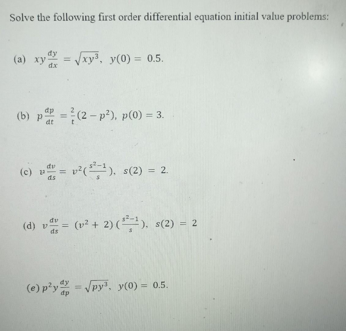 Solved Solve the following first order differential equation | Chegg.com