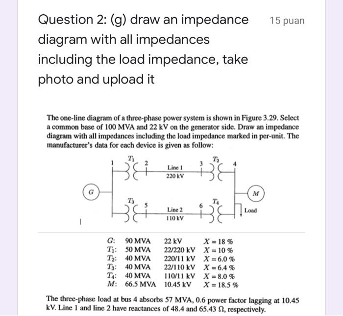 Solved 15 puan Question 2: (g) draw an impedance diagram | Chegg.com
