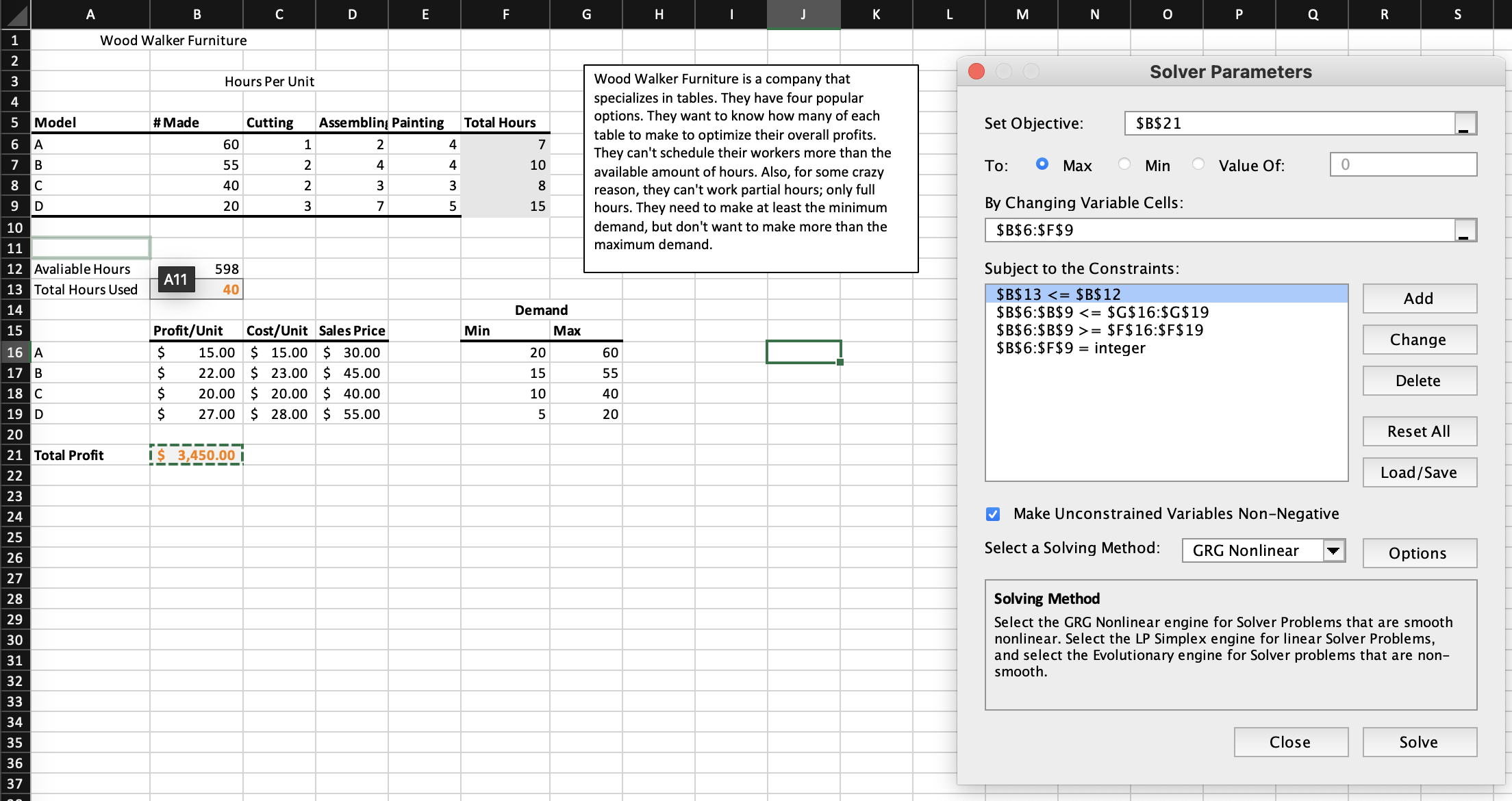 Solved Are these the correct solver parameters? | Chegg.com